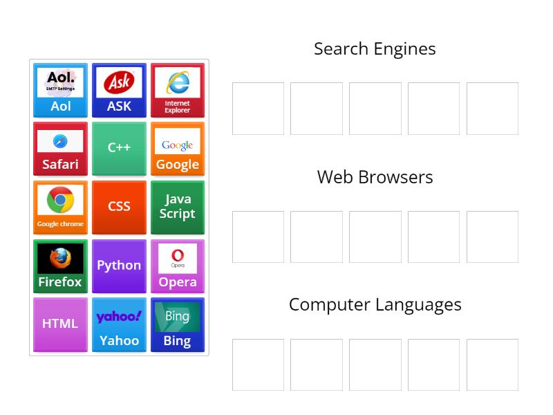 Computer Languages/Web Browsers/Search Engine - Group sort