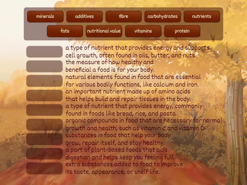 nutritional value - Match up