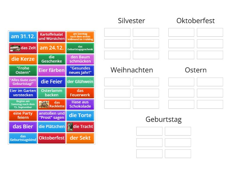 Feste und Feiertage_Wortschatz - Group sort