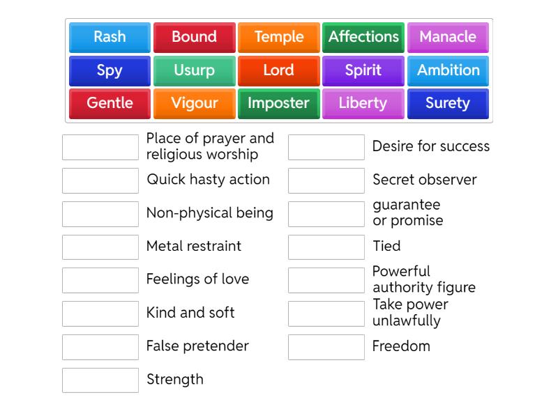The Tempest Act 1 Scene 2 Part 4 Vocabulary - Match up