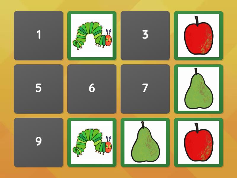 Match the fruits - The very hungry caterpillar - Matching pairs
