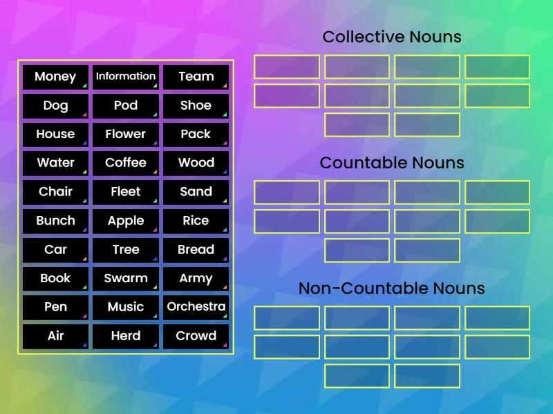 Collective, Count and Non-Count Nouns Workshop - Group sort