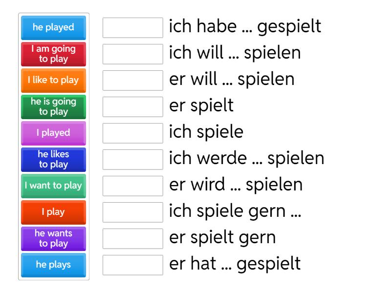 Verb of the week: spielen (to play) - Match up