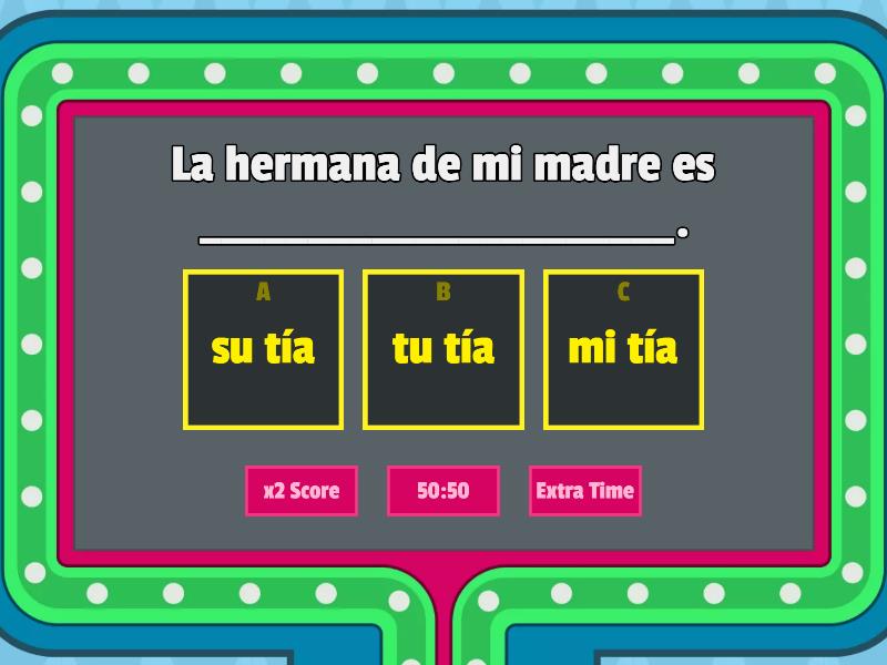 Mi familia y adjetivos posesivos - Викторина "Игровое шоу"