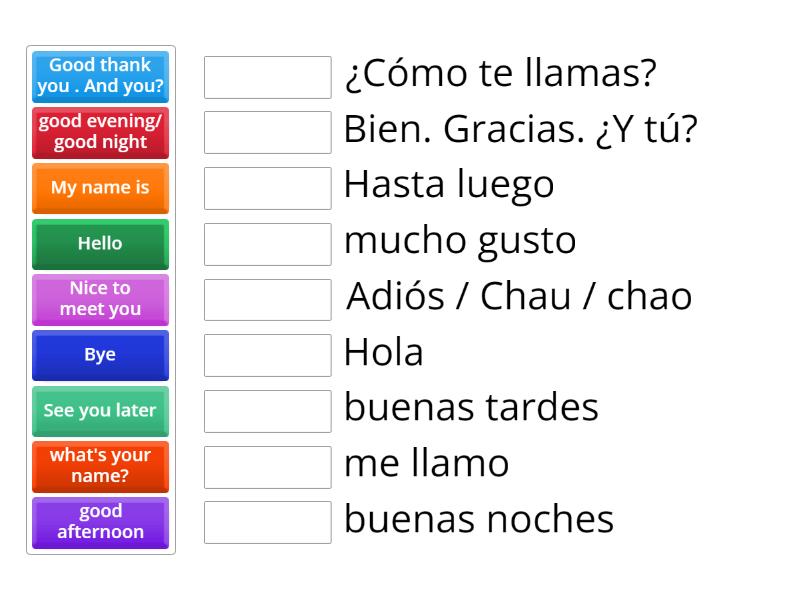 Saludos y despedidas - Match up