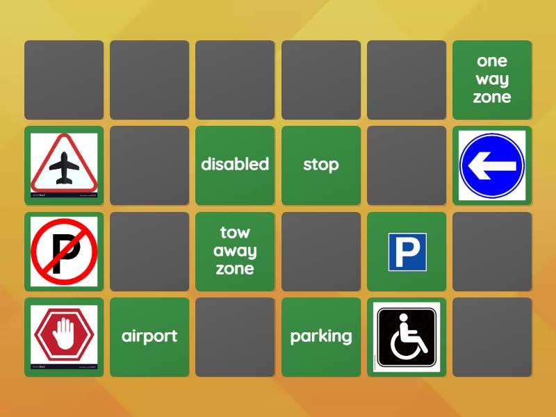 TRAFFIC SIGNS MEMORY GAME - Matching pairs