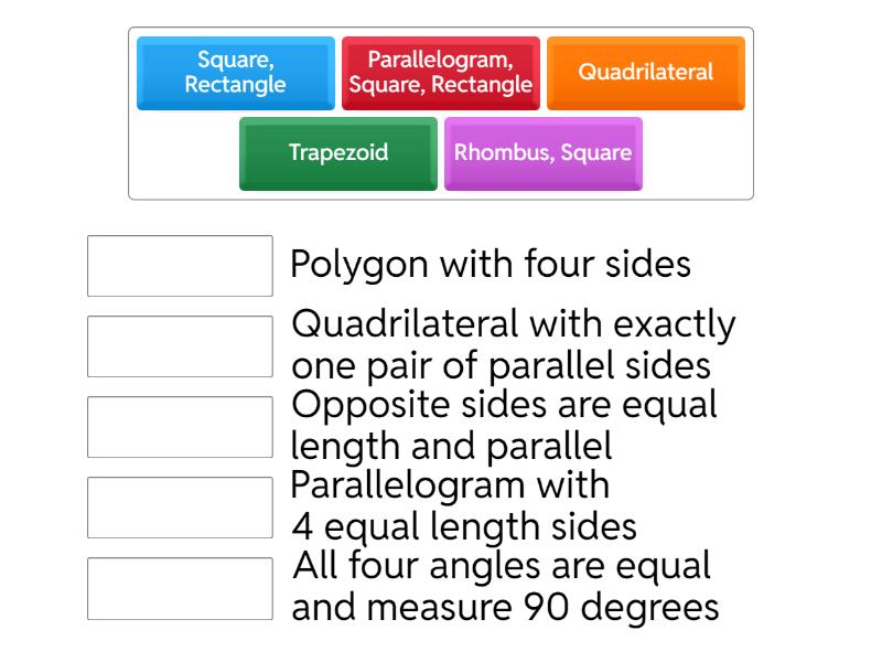 Classify Quadrilaterals - Match up