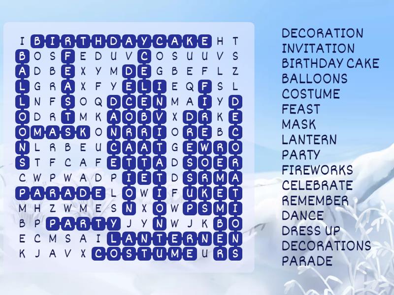 Primary 3 Unit 8 - Wordsearch