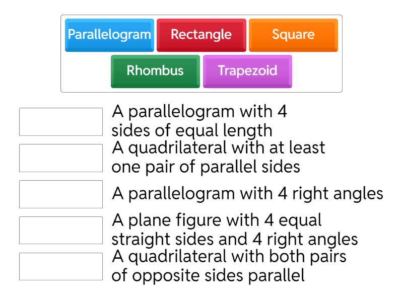 Quadrilaterals - Match up