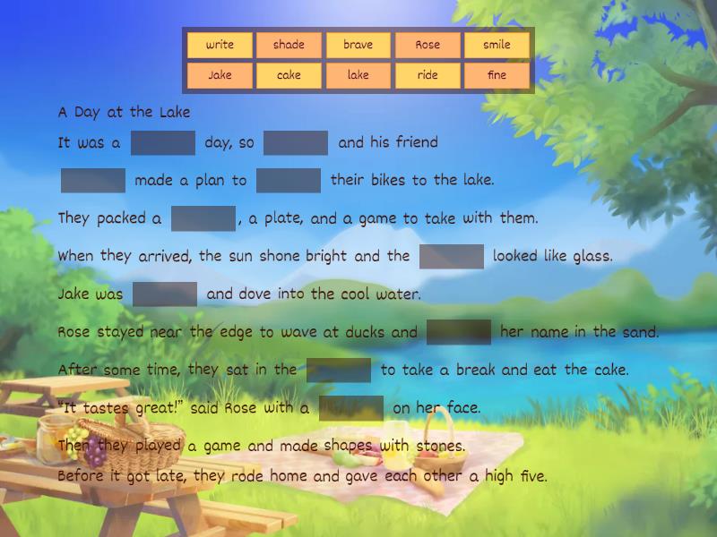 Split digraph cloze activity - Complete the sentence