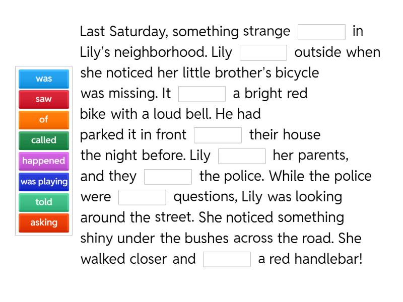 Past simple / past continuous story - Complete the sentence