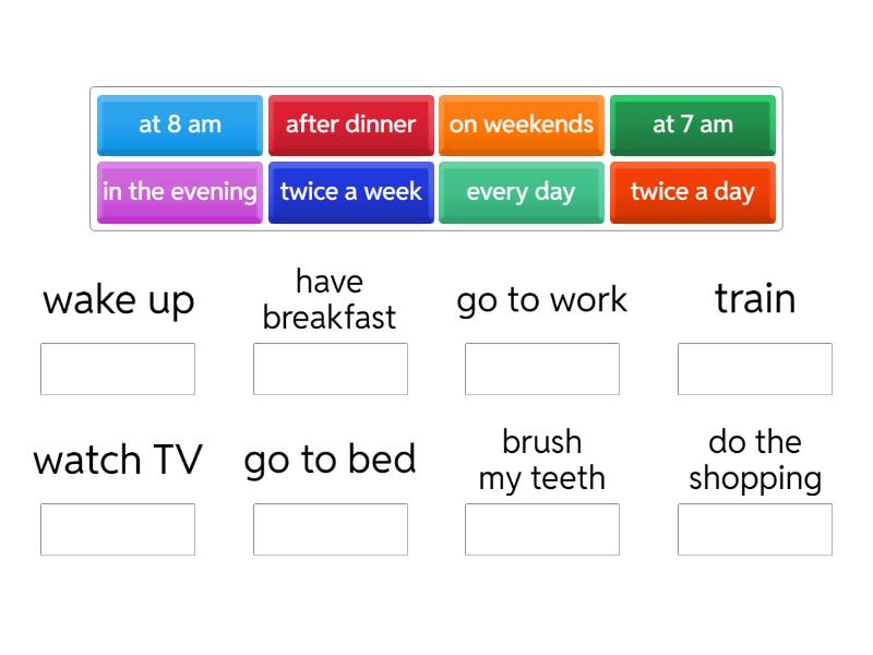 Daily Routines + Time Expressions - Group sort