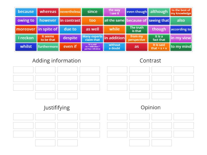 B2 Linking Words 1 - Group sort
