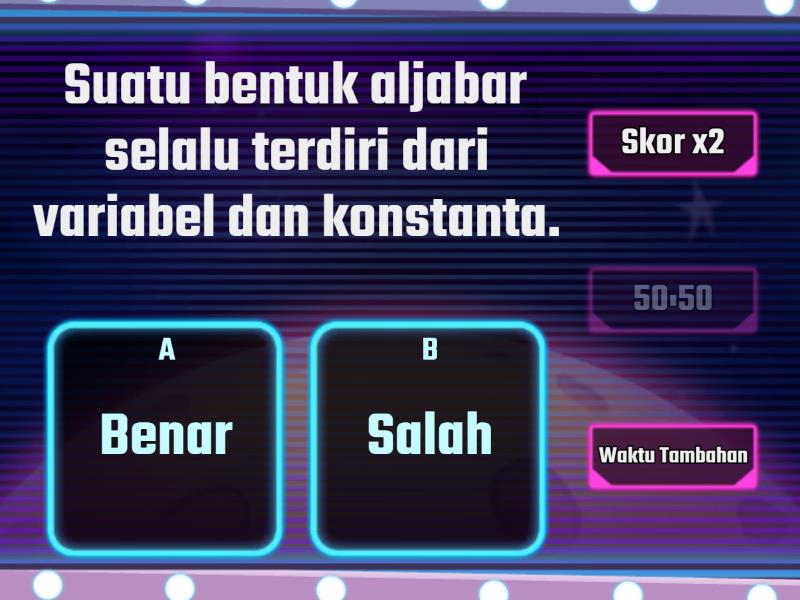 Kuis Mengenal Bentuk Aljabar - Gameshow quiz