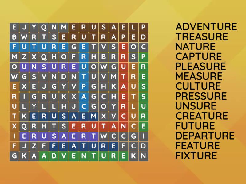 sure & ture suffix OG - Wordsearch