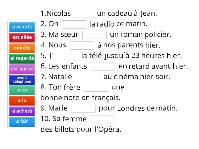 Le Passé Composé - Complete the sentence