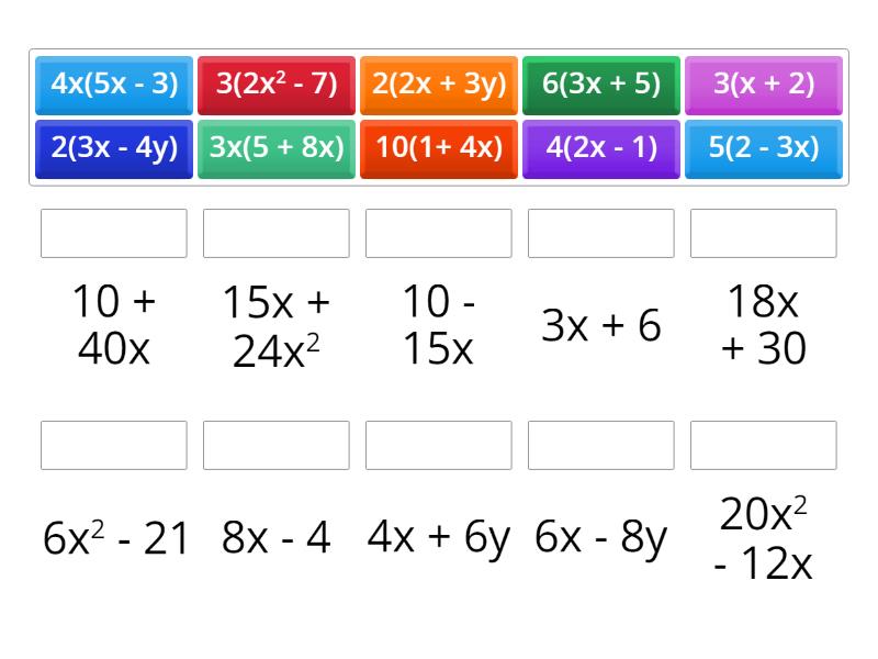 Expanding Brackets (Distributive Property) - Match up