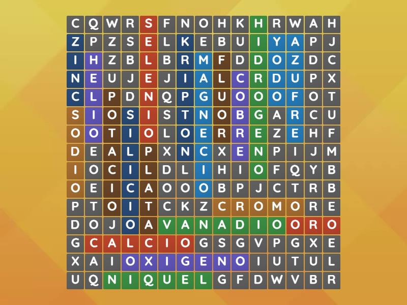 SOPA DE LETRAS ELEMENTOS DE LA TABLA PERIODICA - Wordsearch