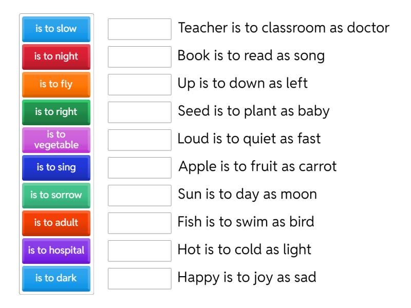 Analogies - Match up