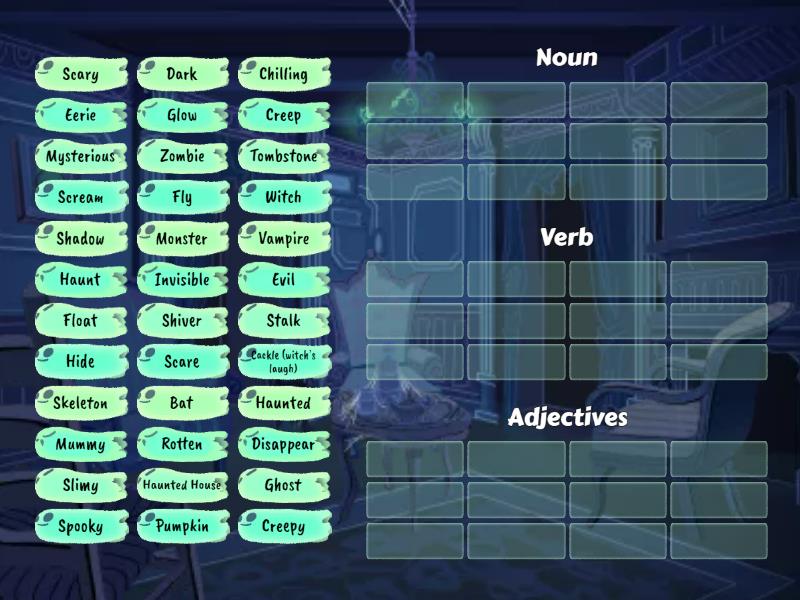 Halloween: Noun/Verb/Adjective? - Group sort