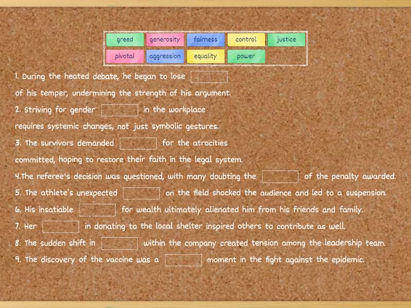 Values - Complete the sentence