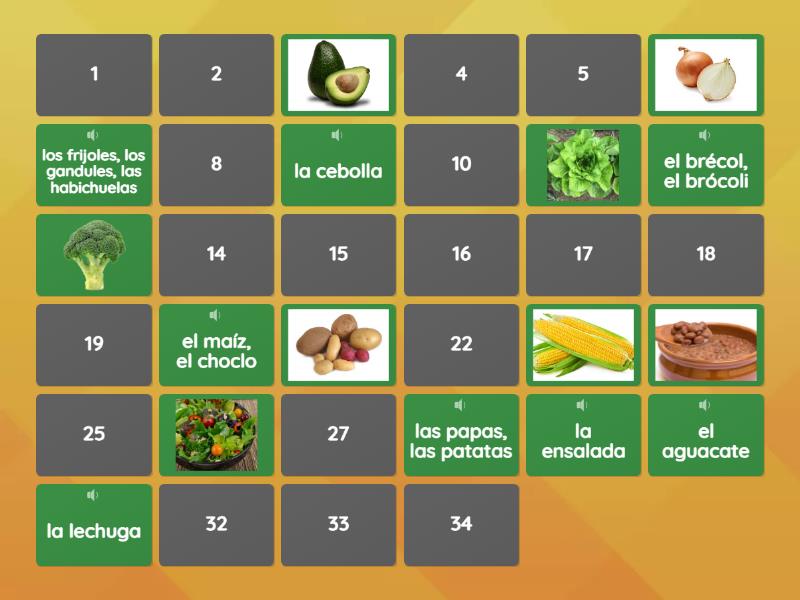 Los Vegetales (Vegetables) - Matching pairs