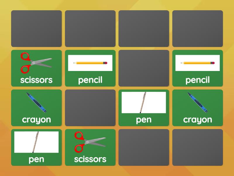 Everybody up school supplies - Matching pairs