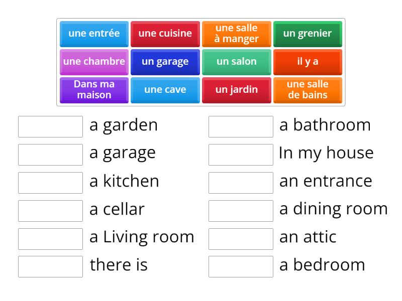 Y7 French Rooms of the house - Match up