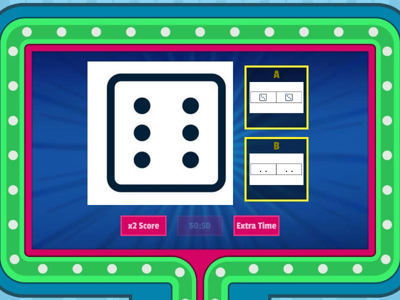 Subitizing match dice pairs 1-6 - Gameshow quiz