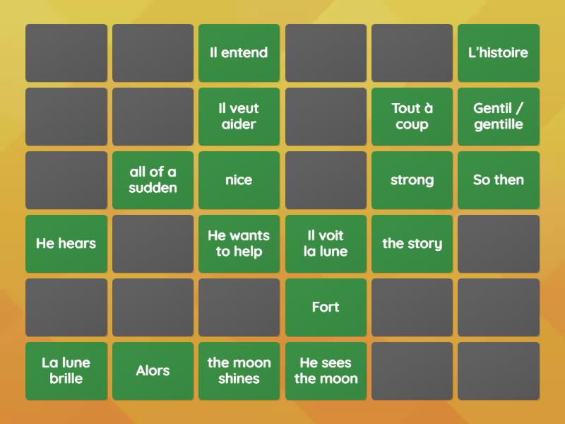 Le chat et la lune: vocabulaire (memory) - Matching pairs