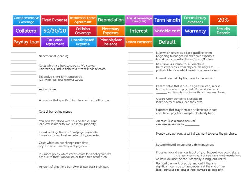 Budgeting - Match up