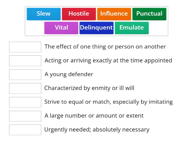 The Watson's Go To Birmingham Vocabulary - Match up