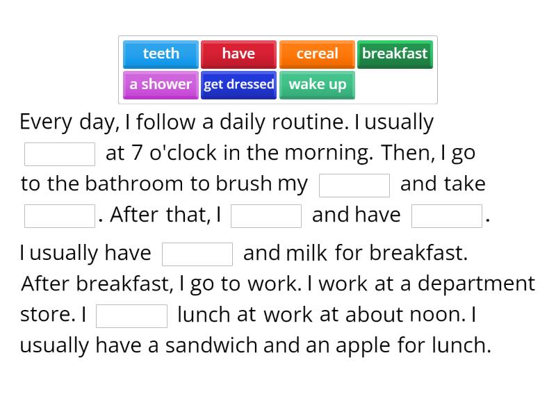 Daily routines - Complete the sentence