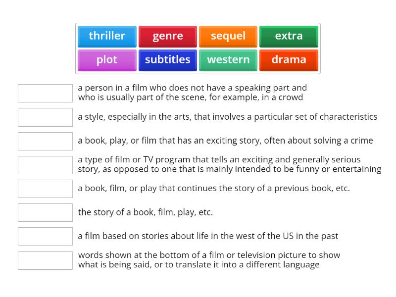 Cinema - Vocabulary (A2) - Match up