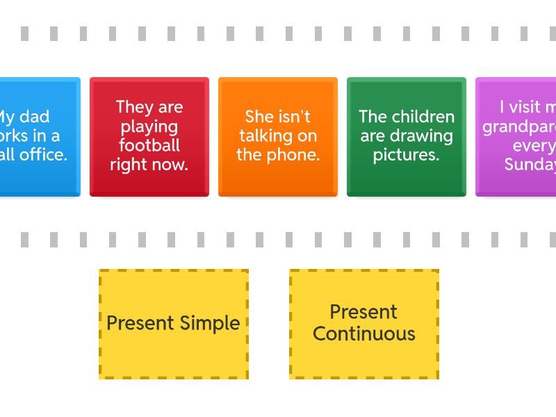 Present Simple vs Present Continuous – daily activities - Speed sorting