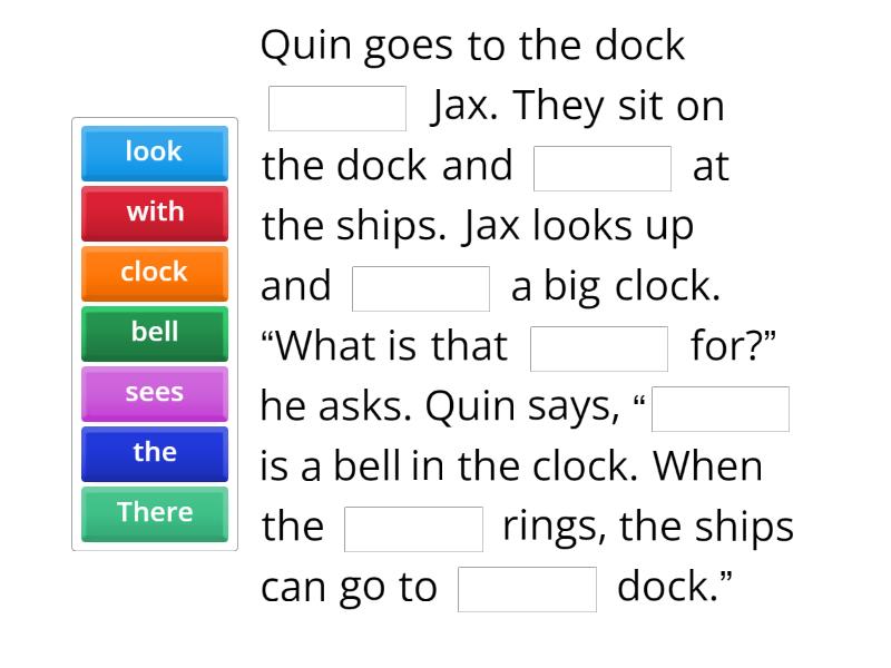 UFLI Lesson 53: digraphs review 2 The Ship Dock - Complete the sentence