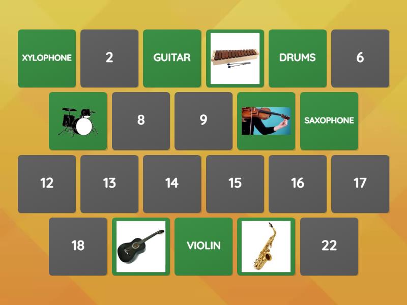 Music Instruments - Memory Game - Matching pairs