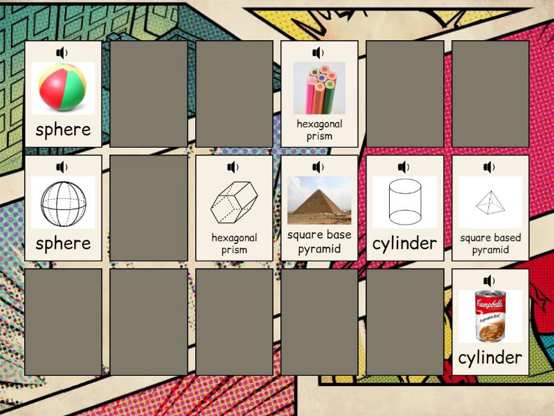 Naming 3D shapes and objects - Matching pairs