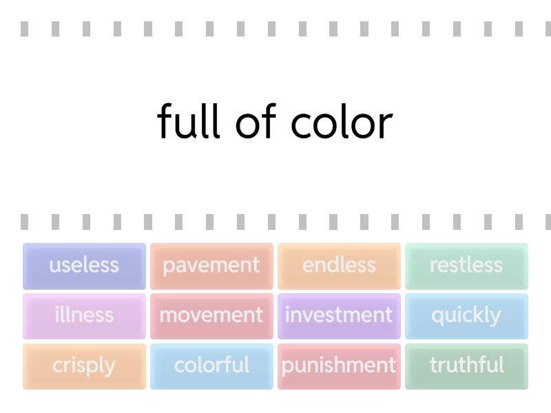 MM ment Suffixes (-ful, -less, -ment) - Find the match