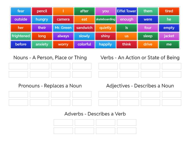 Parts of Speech - Sorting - Group sort