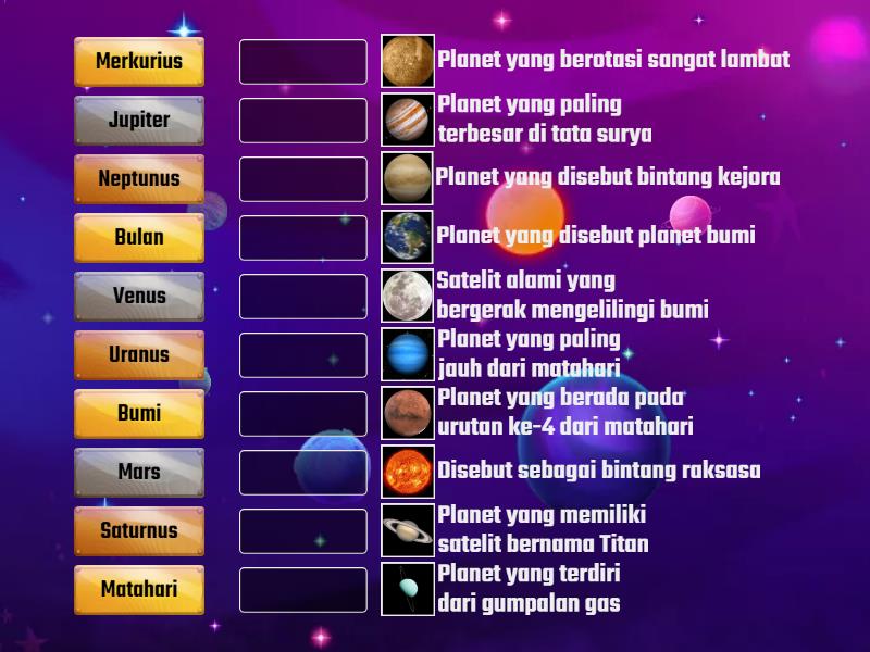MENGENAL BENDA - BENDA LANGIT YANG BERADA DI TATA SURYA BESERTA CIRI-CIRINYA - Match up