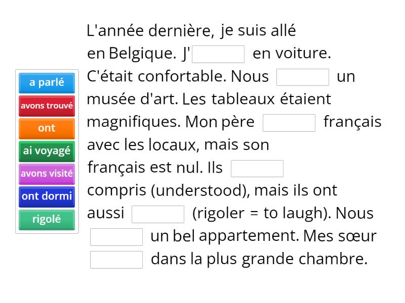 passé composé holidays - Complete the sentence