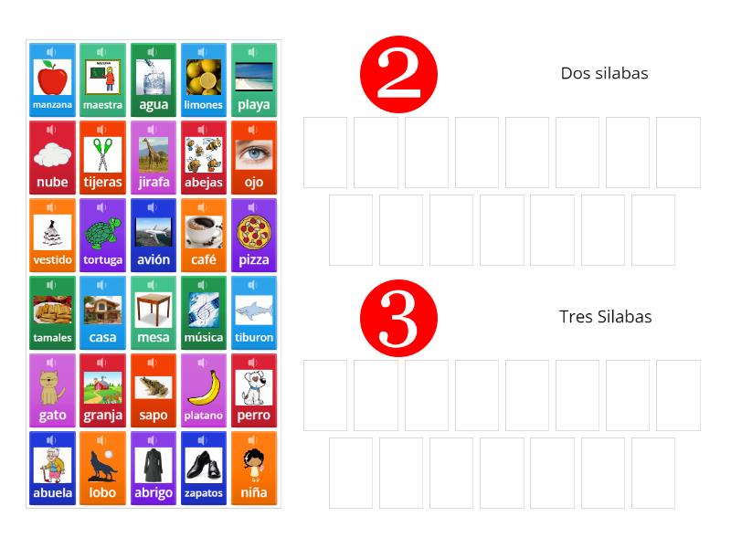 ¿Cuántas sílabas? - Classificação em grupos