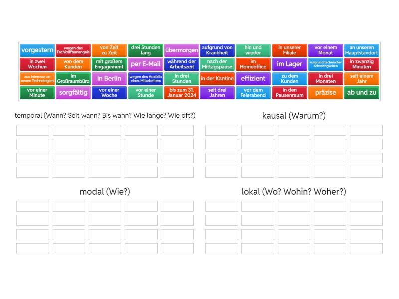 Te-Ka-Mo-Lo (Angaben im Satz) - Die richtige Gruppe
