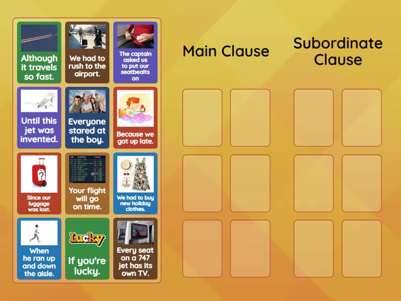 Main Clauses & Subordinate Clauses - Group sort