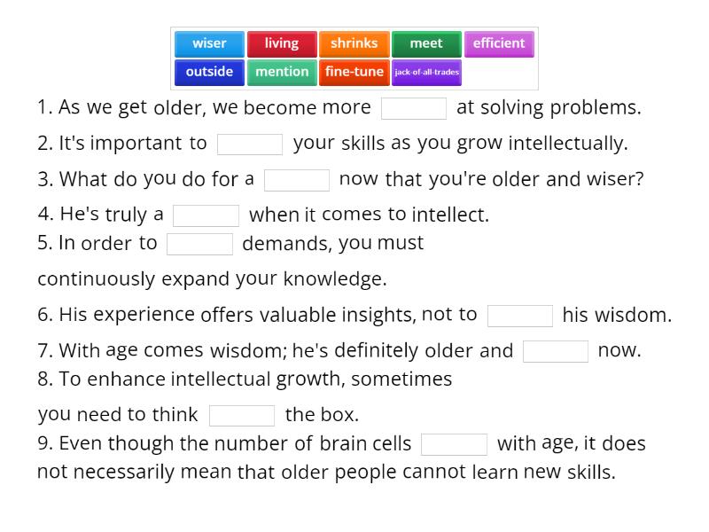 What’s the smartest age? TedEd Video - Complete the sentence