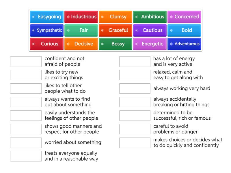 Character traits - Match up