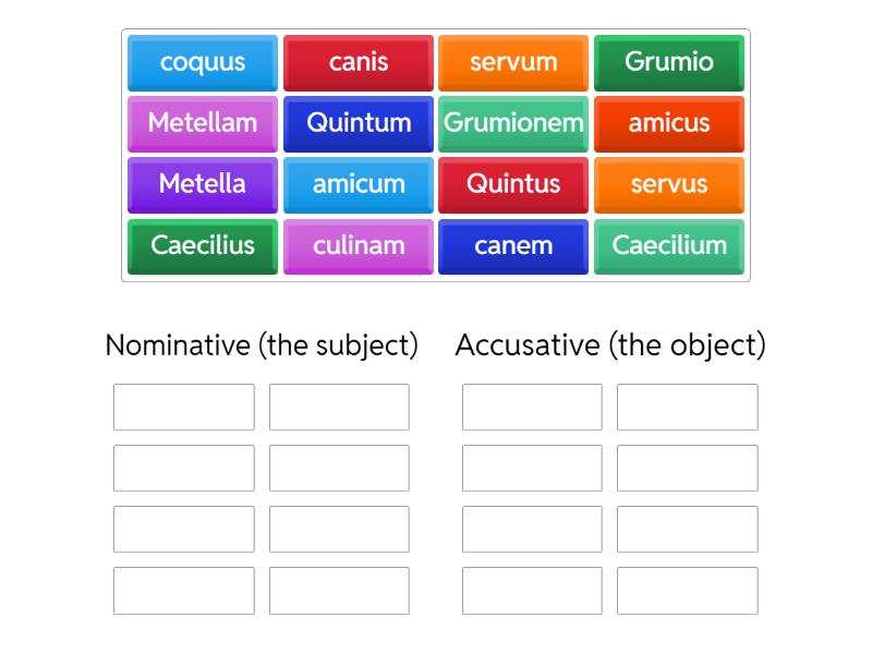 Stage 2 Nominative or accusative? CLC Stage 2 Latin - Group sort