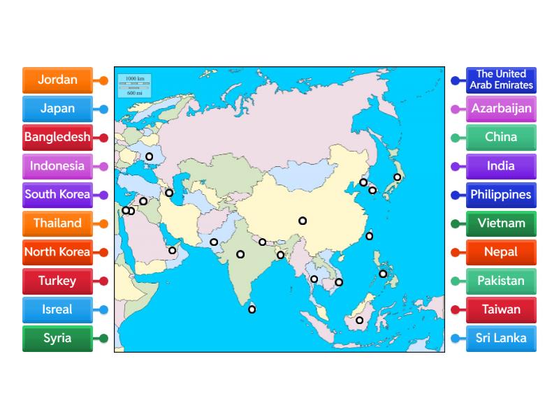 Asia Map Game - Labelled diagram