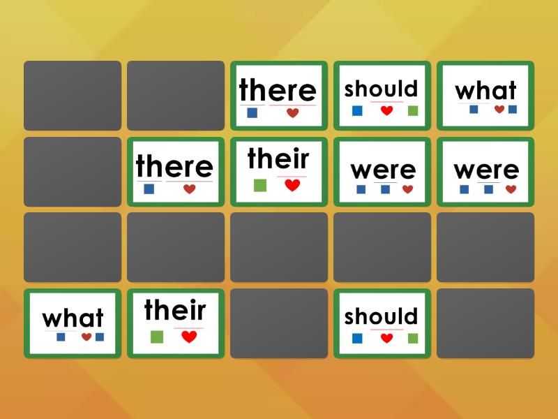 UFLI Heart Words - Matching pairs